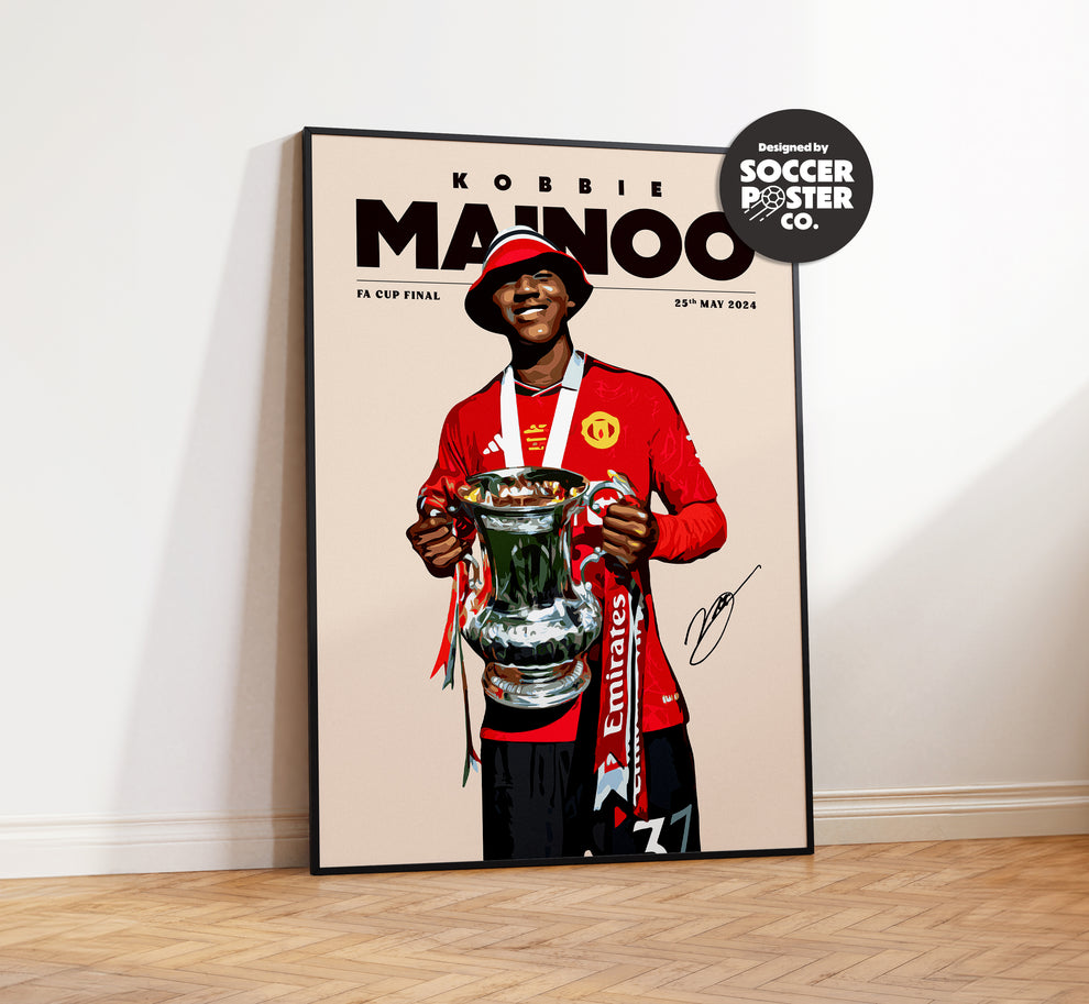 Kobbie Mainoo FA Cup 4K Poster – SoccerPosterCo